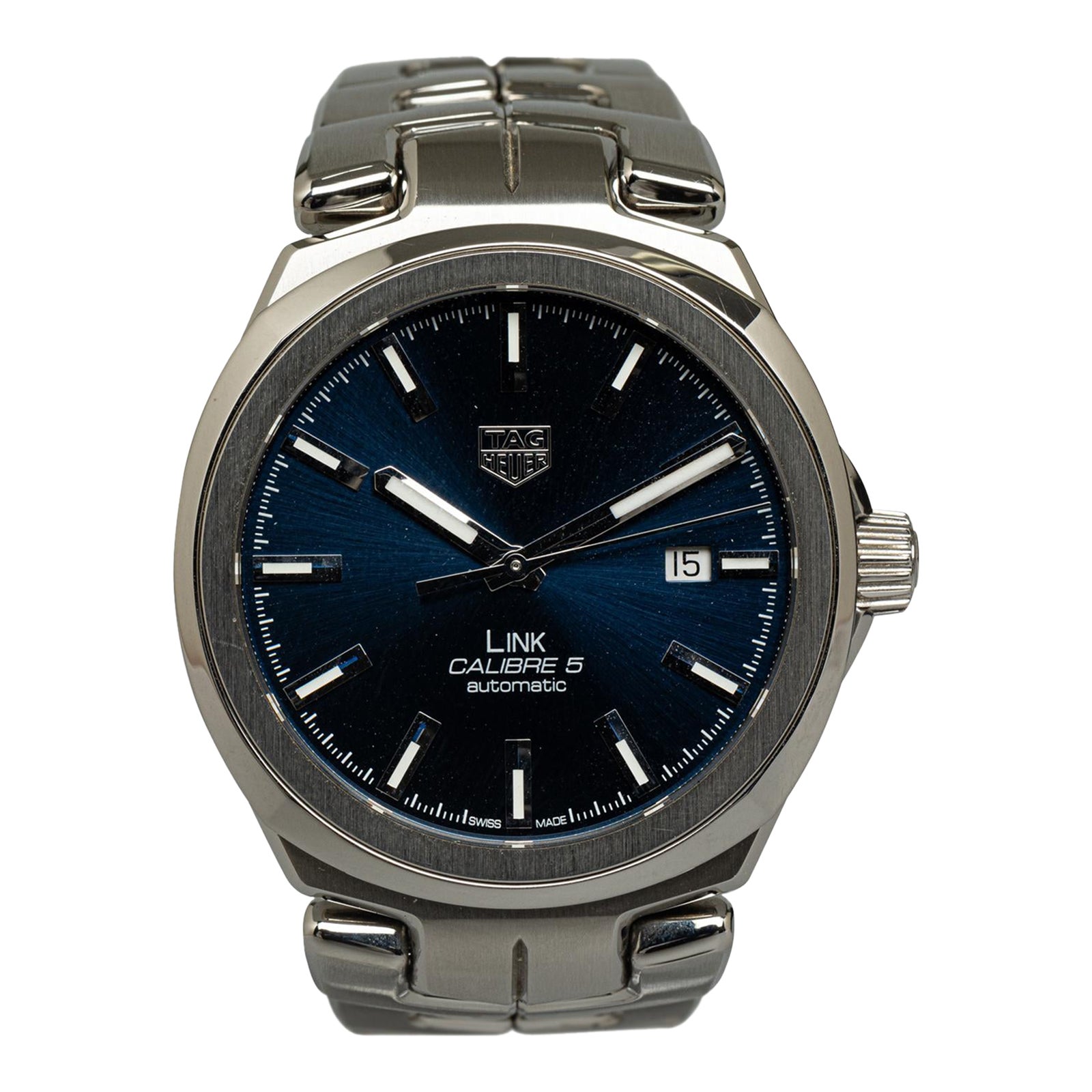 Tag Heuer Automatic Stainless Steel Link Calibre 5 Watch | Chairish