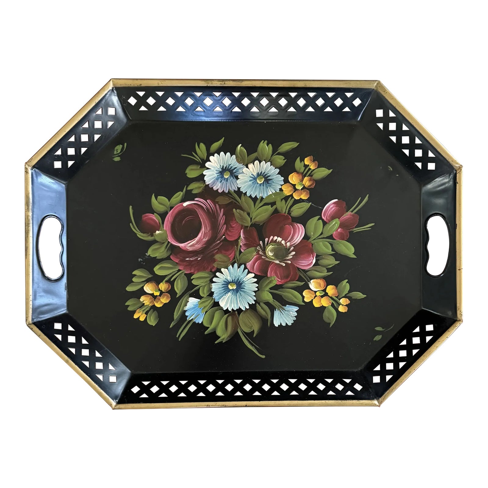 Vintage Handpainted Tole Tray | Chairish