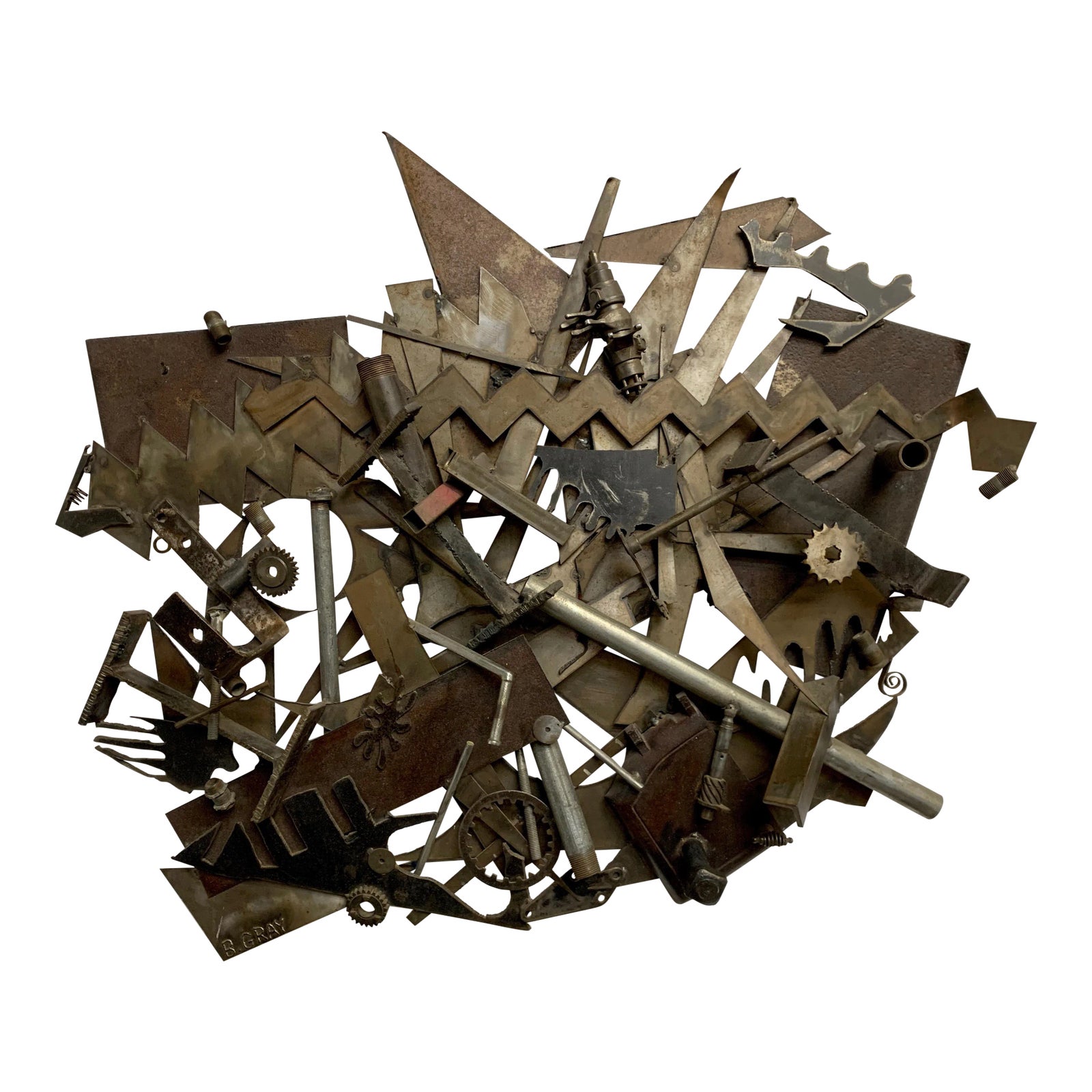1990s Steel Found Objects Brutal Wall Sculpture by Bruce Gray | Chairish