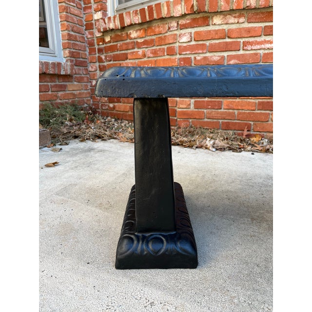 Concrete Outdoor Garden Benches With Rabbits Relief in Black- a Pair ...