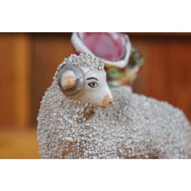 Antique Pair of Staffordshire Porcelain Confetti Sheep Ram Ewe Bud ...