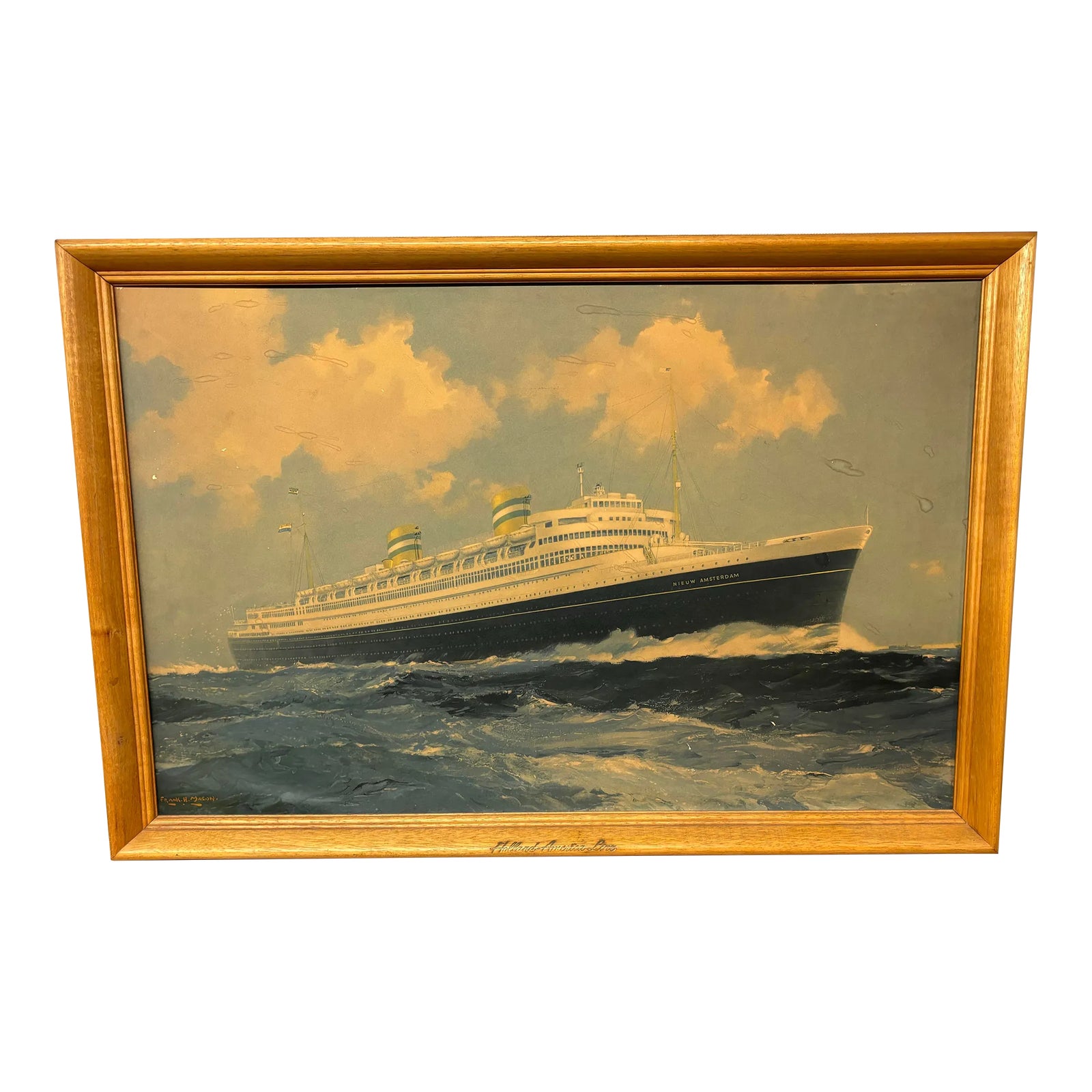Vintage Holland America Line Ship Advertising Art | Chairish