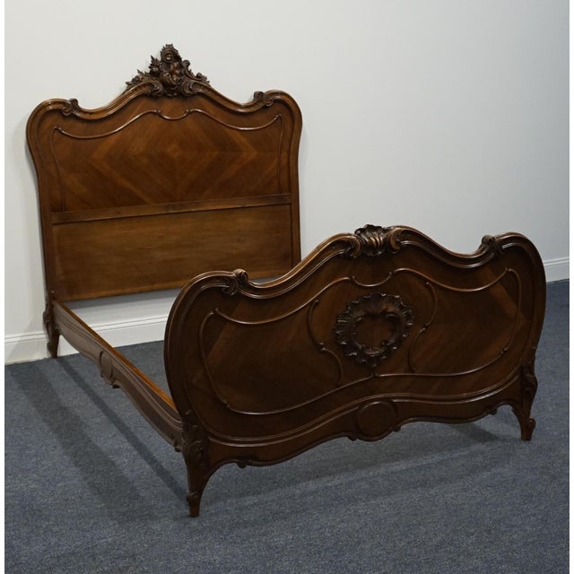 Vintage Antique Bookmatched Walnut French Provincial Louis XVI Rococo ...