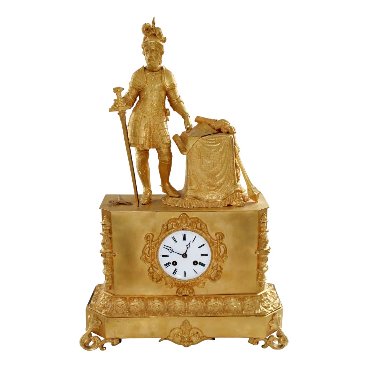 Mantel Clock in Gilded Bronze from Carl Ranch | Chairish