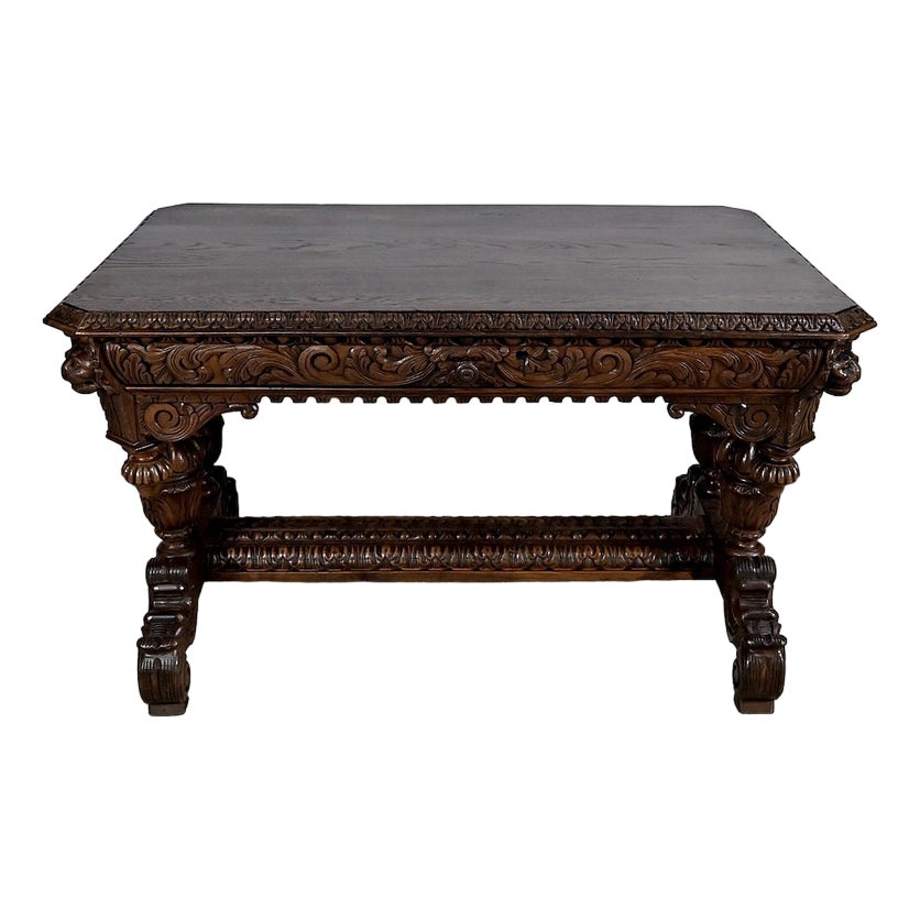 Gothic Renaissance Style Office Table | Chairish