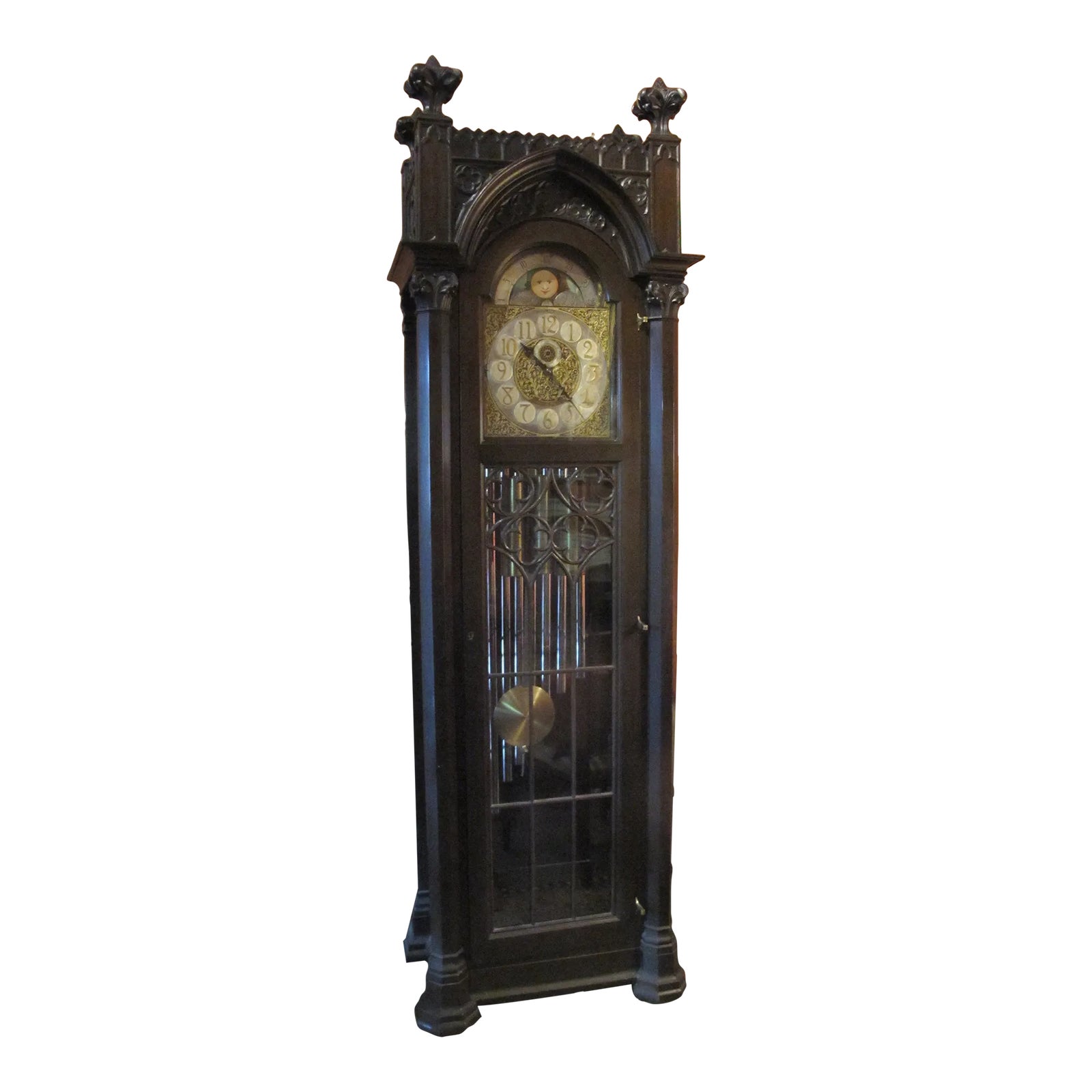 Restored Antique Gothic Grandfather Clock 9-Tube | Chairish