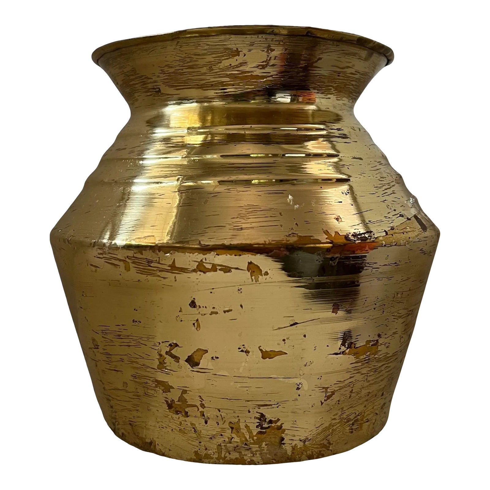 1950s Indian Brass Vase 18k Gold Plated Metal Water Vessel Pot Lota ...