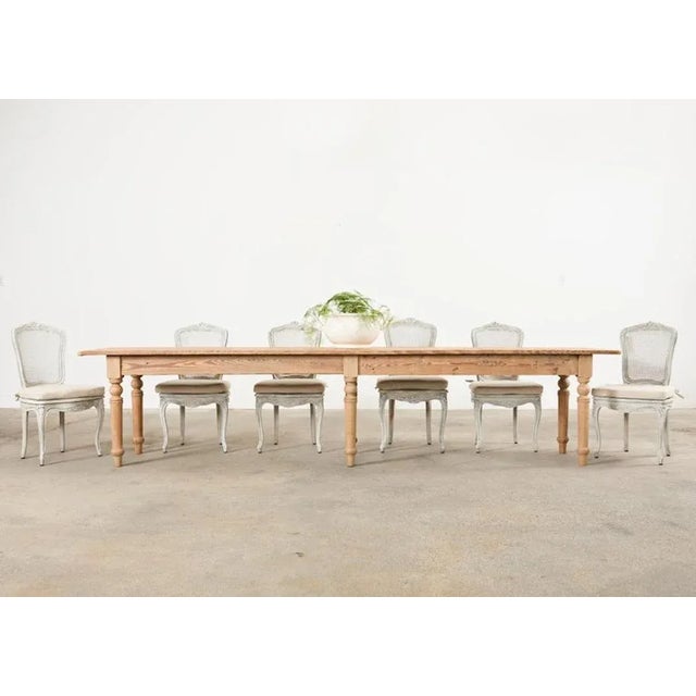 Country Pine Farmhouse Harvest Dining Table 12 Foot | Chairish