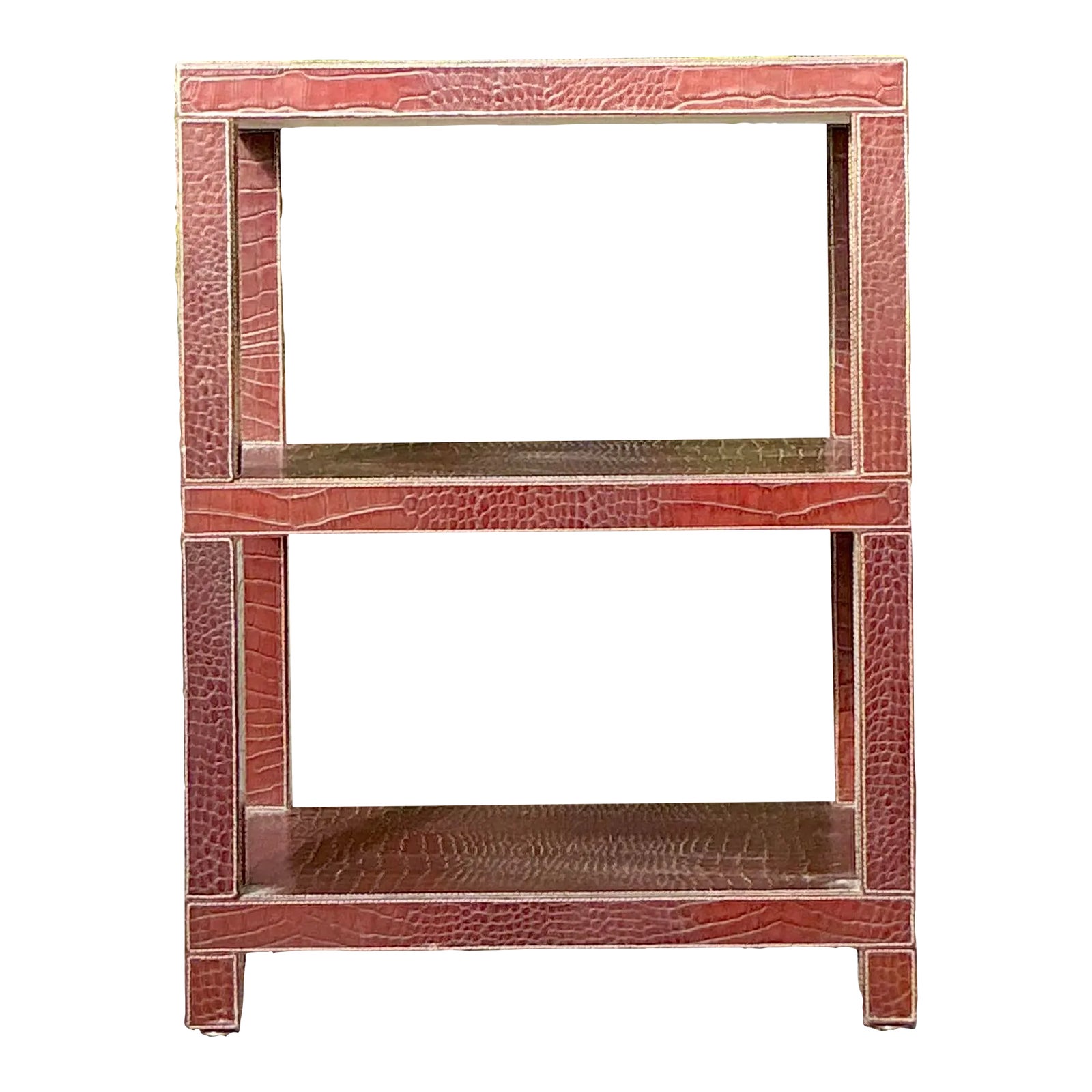 Vintage French Boho d.c. And Company Stamped Croc Side Table | Chairish