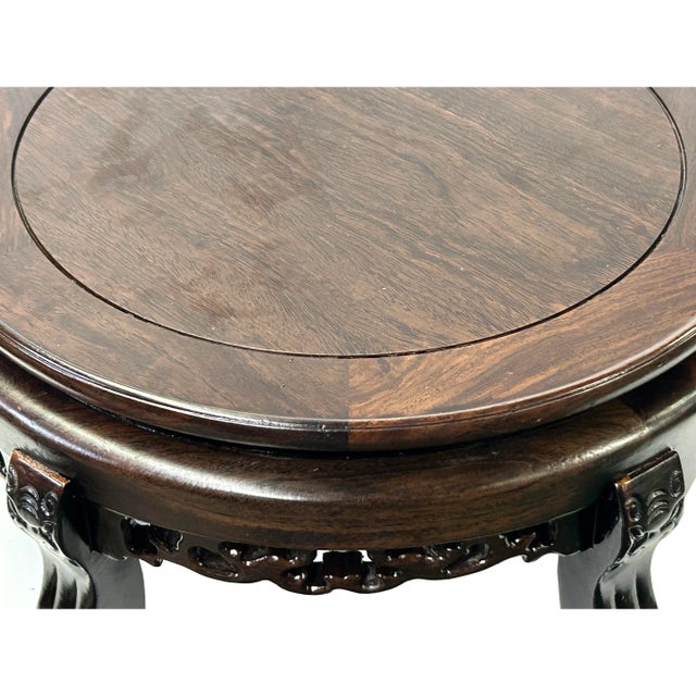 11.75" Chinese Brown Wood Round Table Top Stand Display Easel | Chairish