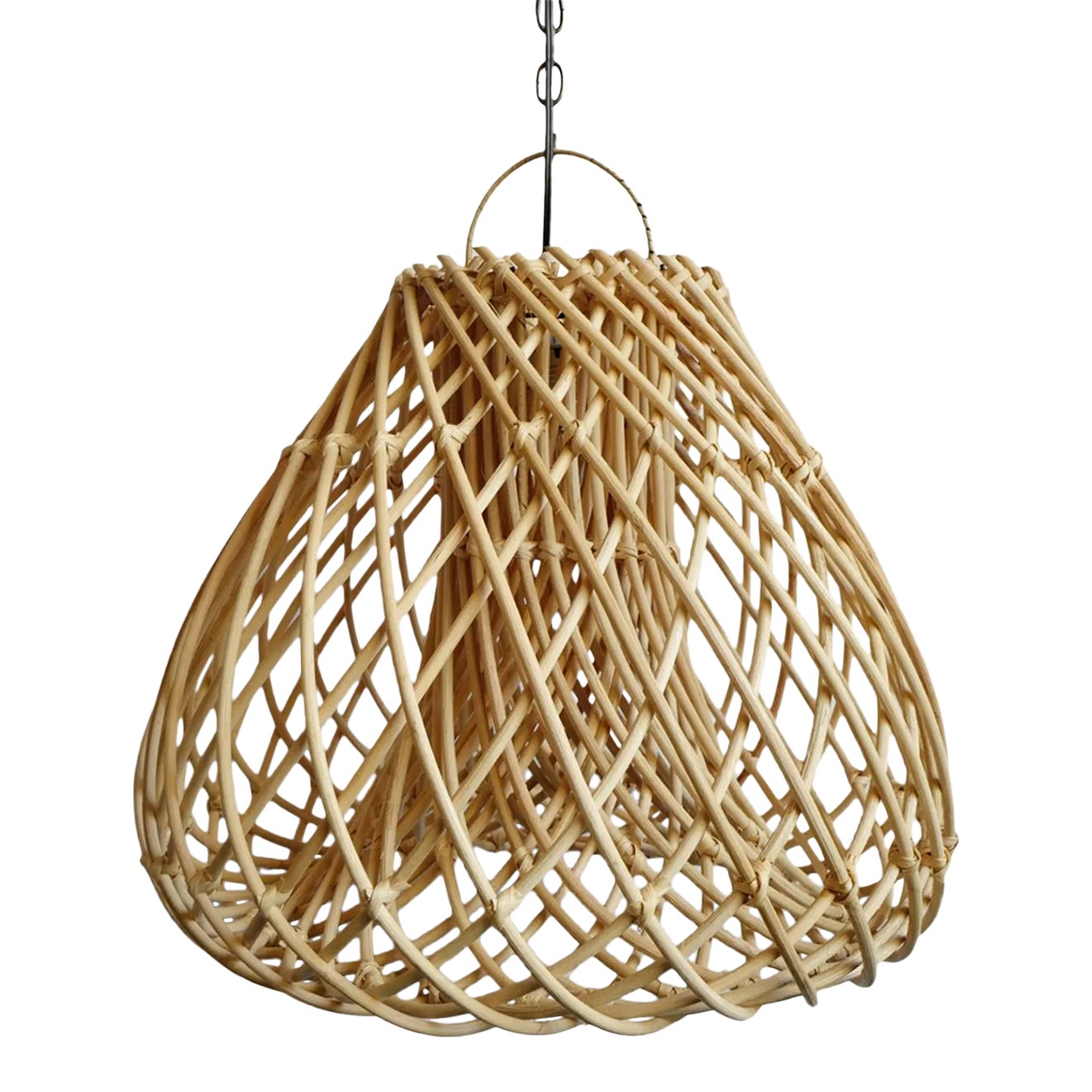 Contemporary Rattan Java Drop Lantern Small | Chairish
