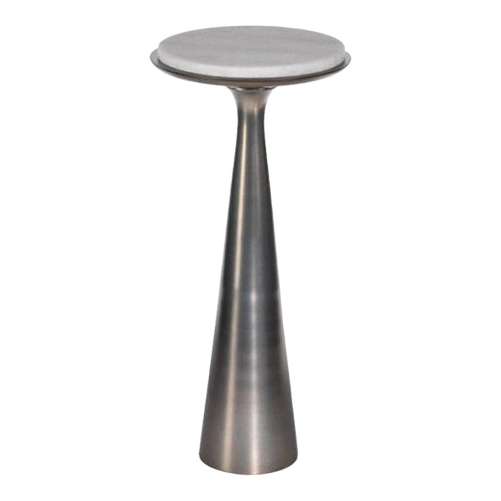 19.5" High Funnel Drink Table with Marble Top | Chairish