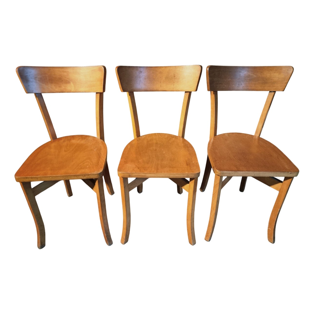 Vintage French Beechwood Bistro Chairs, 1950s, Set of 3 | Chairish