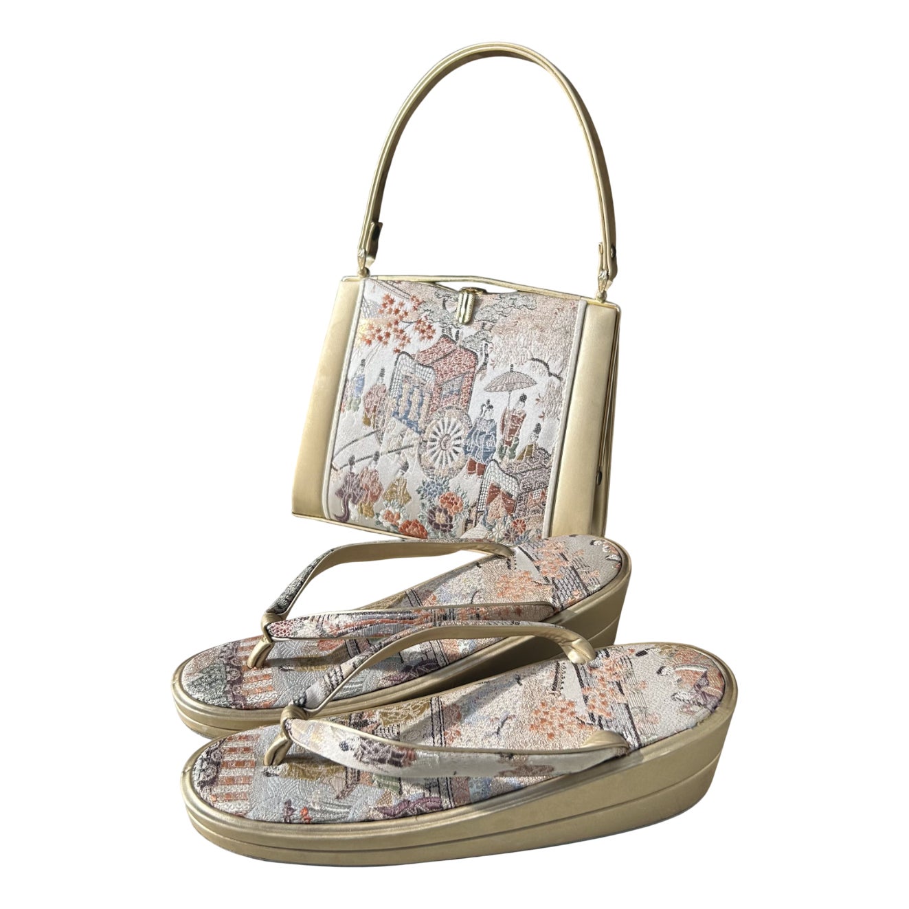 Vintage Japanese Zōri-Bukuro Set in the style of Nishijin Brocade, 1980s, Set of 3 | Chairish