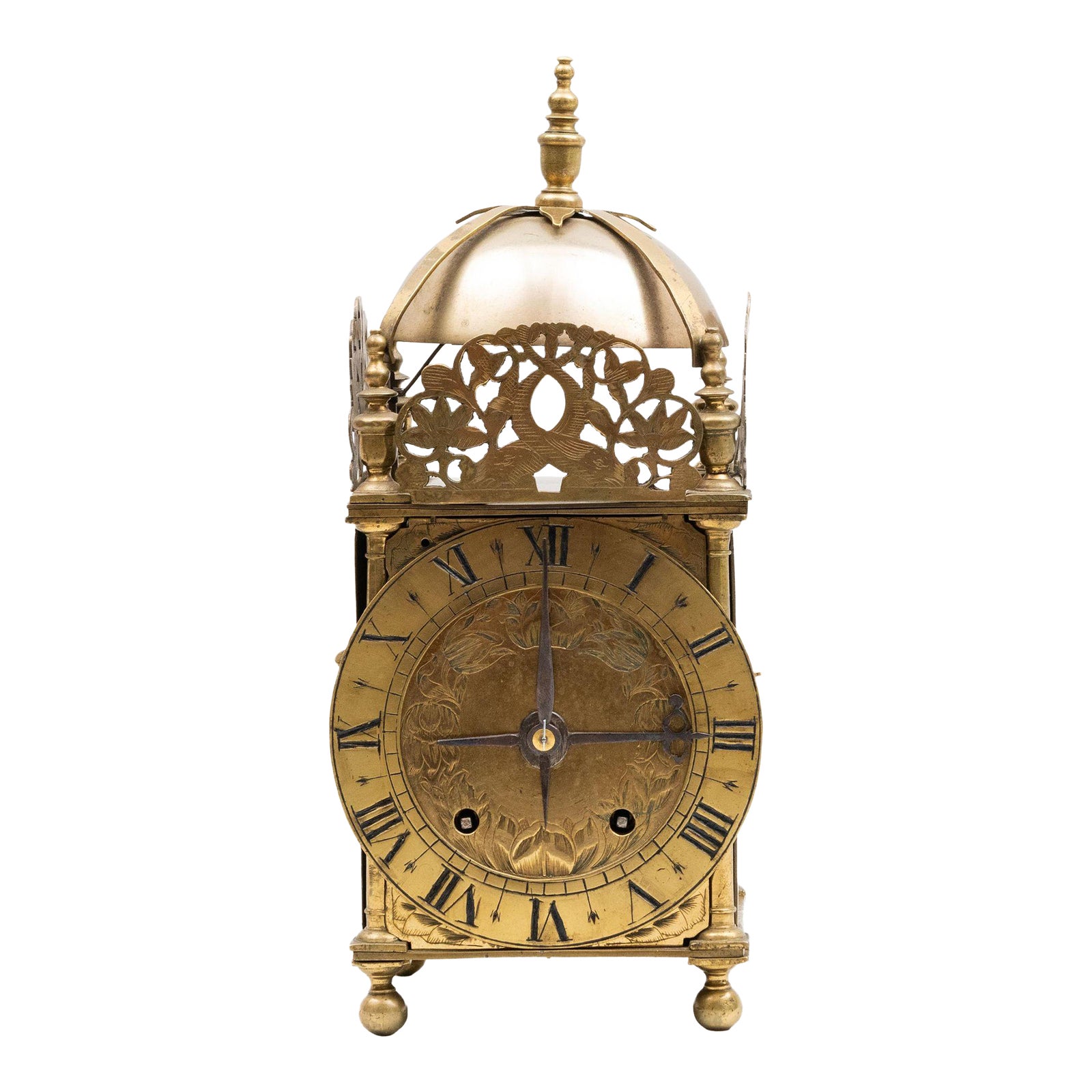 Antique 1800s German Winterhalder & Hofmeier Brass Lantern Clock | Chairish