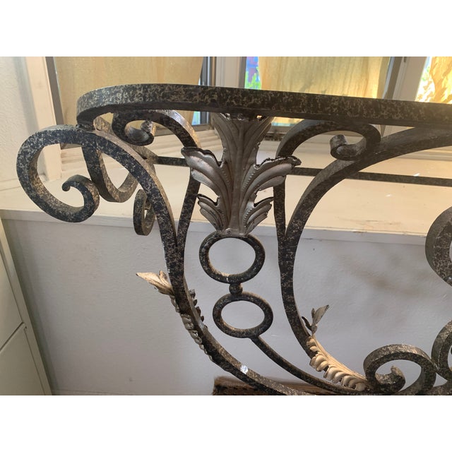 1970s Vintage Wrought Iron Entry Table | Chairish