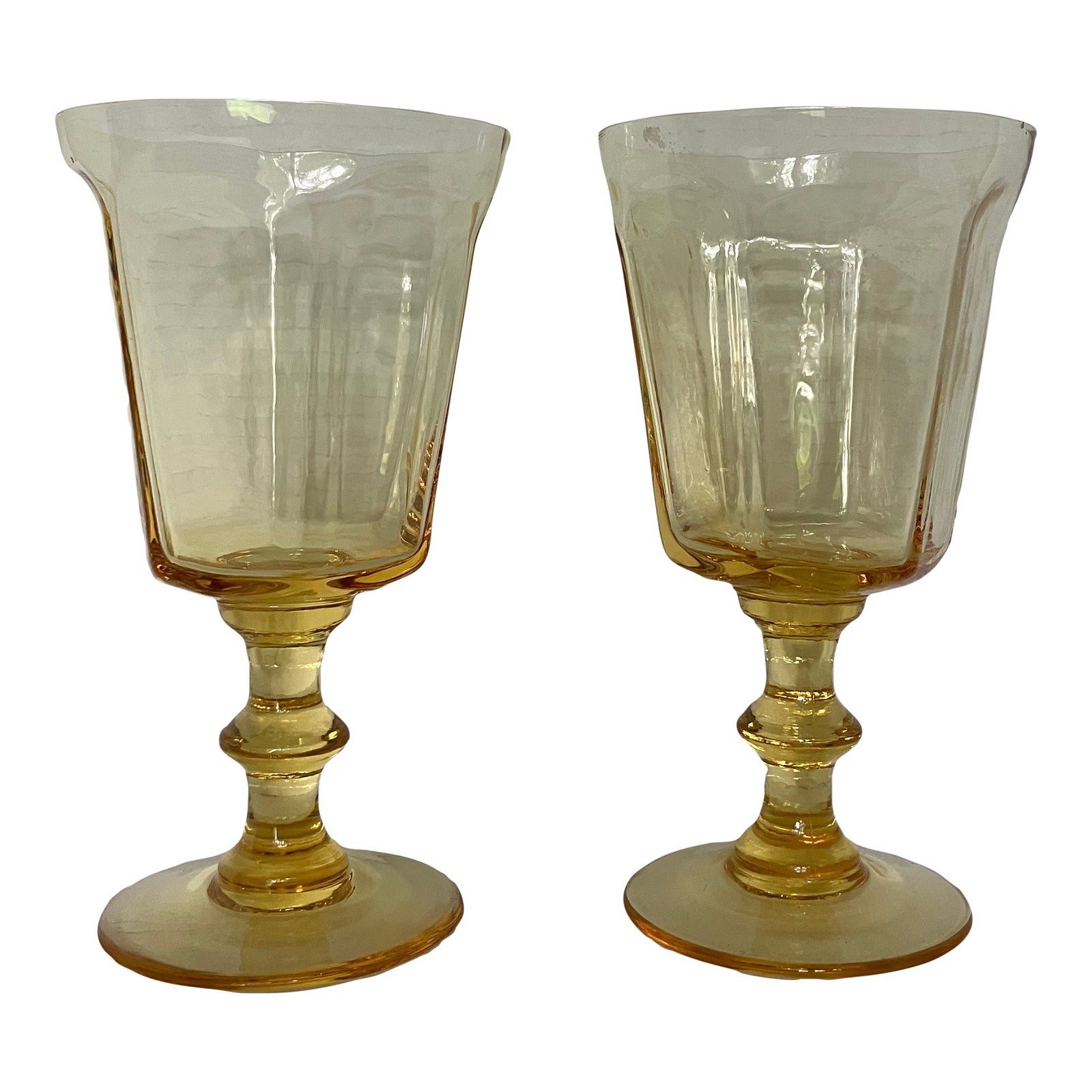 1970s Lenox Antique Yellow Water Goblets- Set of 2 | Chairish