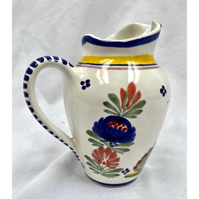 Antique French Quimper Hand Painted Pitcher | Chairish