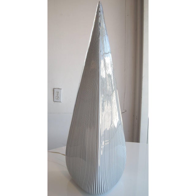 Vetri Murano Table Lamp, Monumental Triangle Tall Striped Glass Pyramid ...