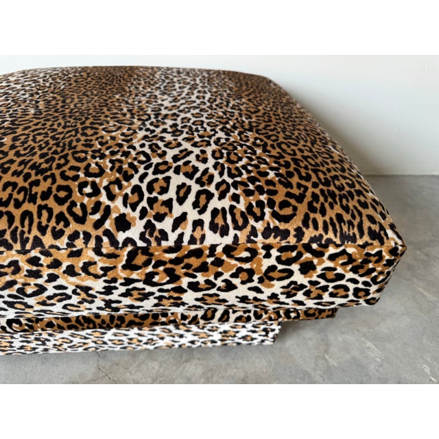 Vintage Leopard Print Ottoman on Castors | Chairish