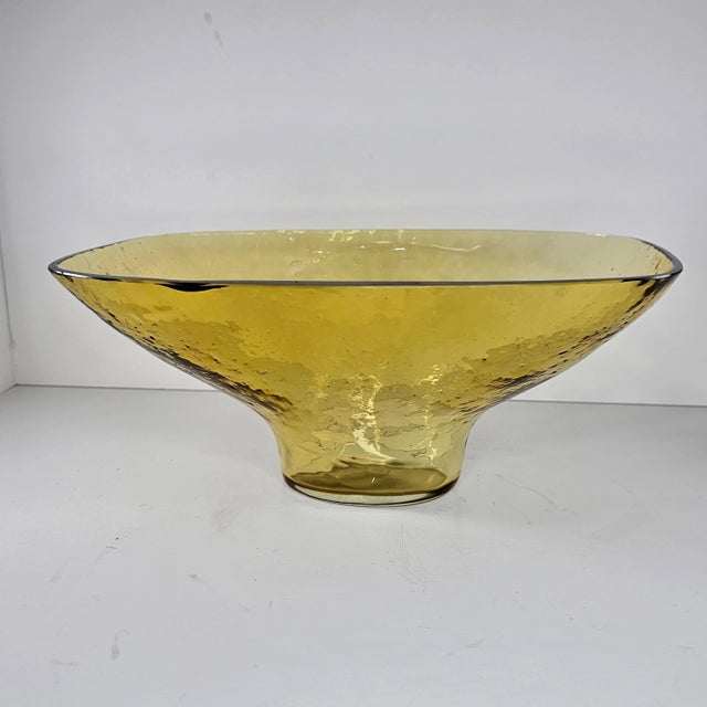 Vintage Pebbled Glass Bowl Large Decorative Pedestal Bubble Recycled ...