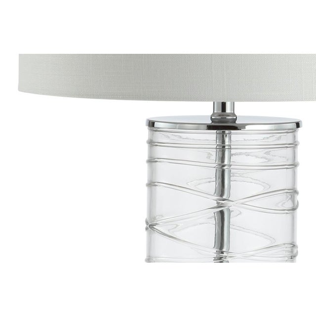 27.5" Modern Fused Glass Cylinder LED Table Lamp, Clear - a Pair | Chairish