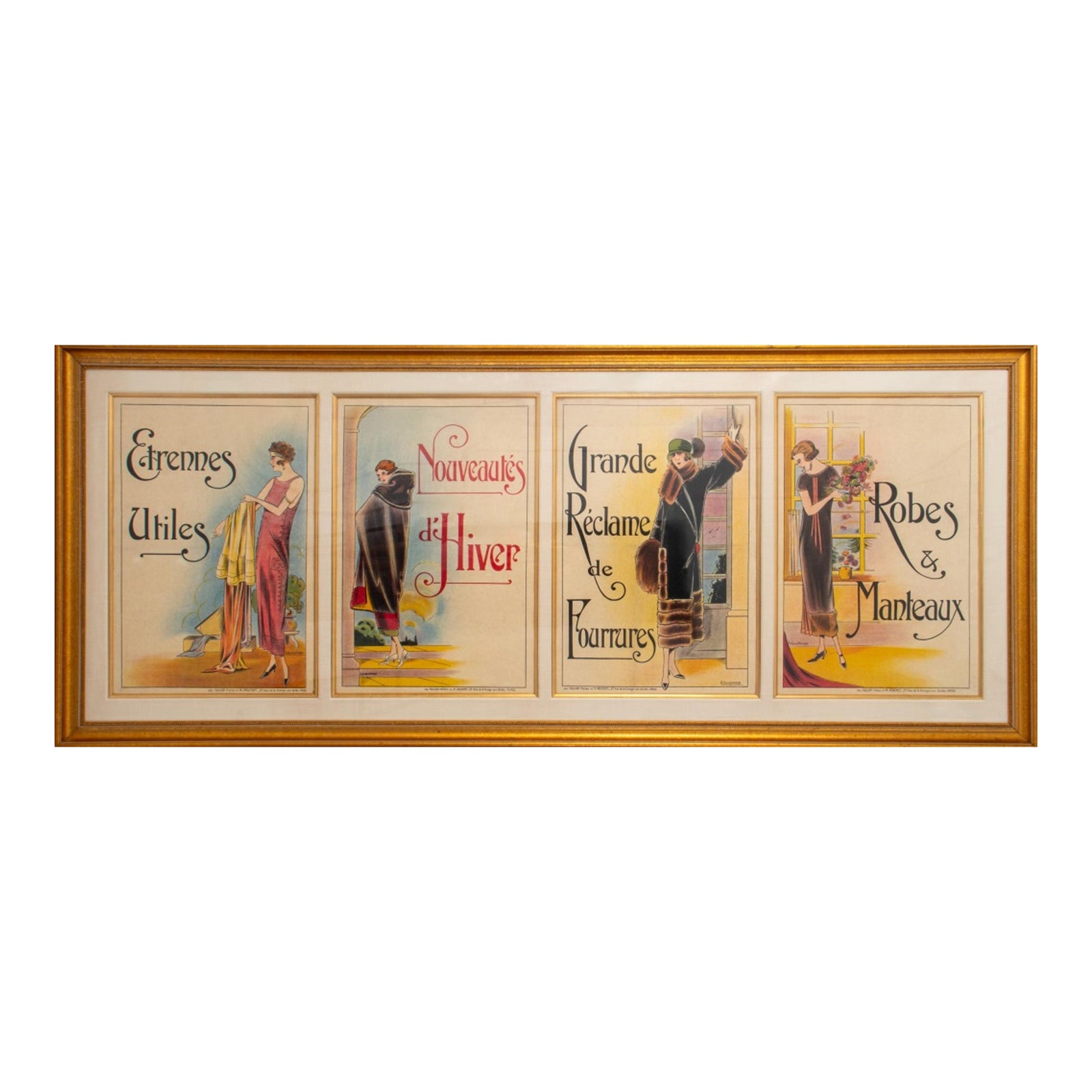 Set of Four French Art Deco Fashion Posters | Chairish