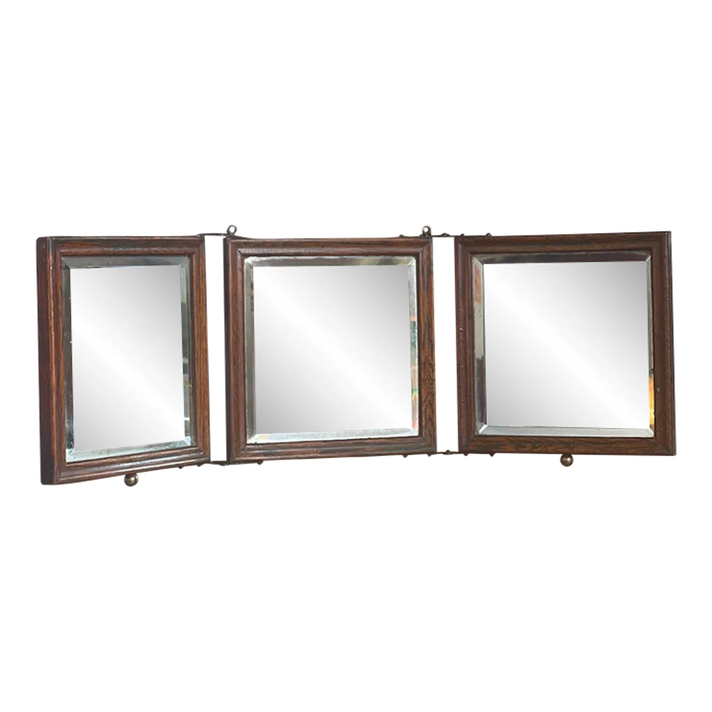 1970s Vintage 3 Fold Mirror With Wooden Baking Floral Design | Chairish