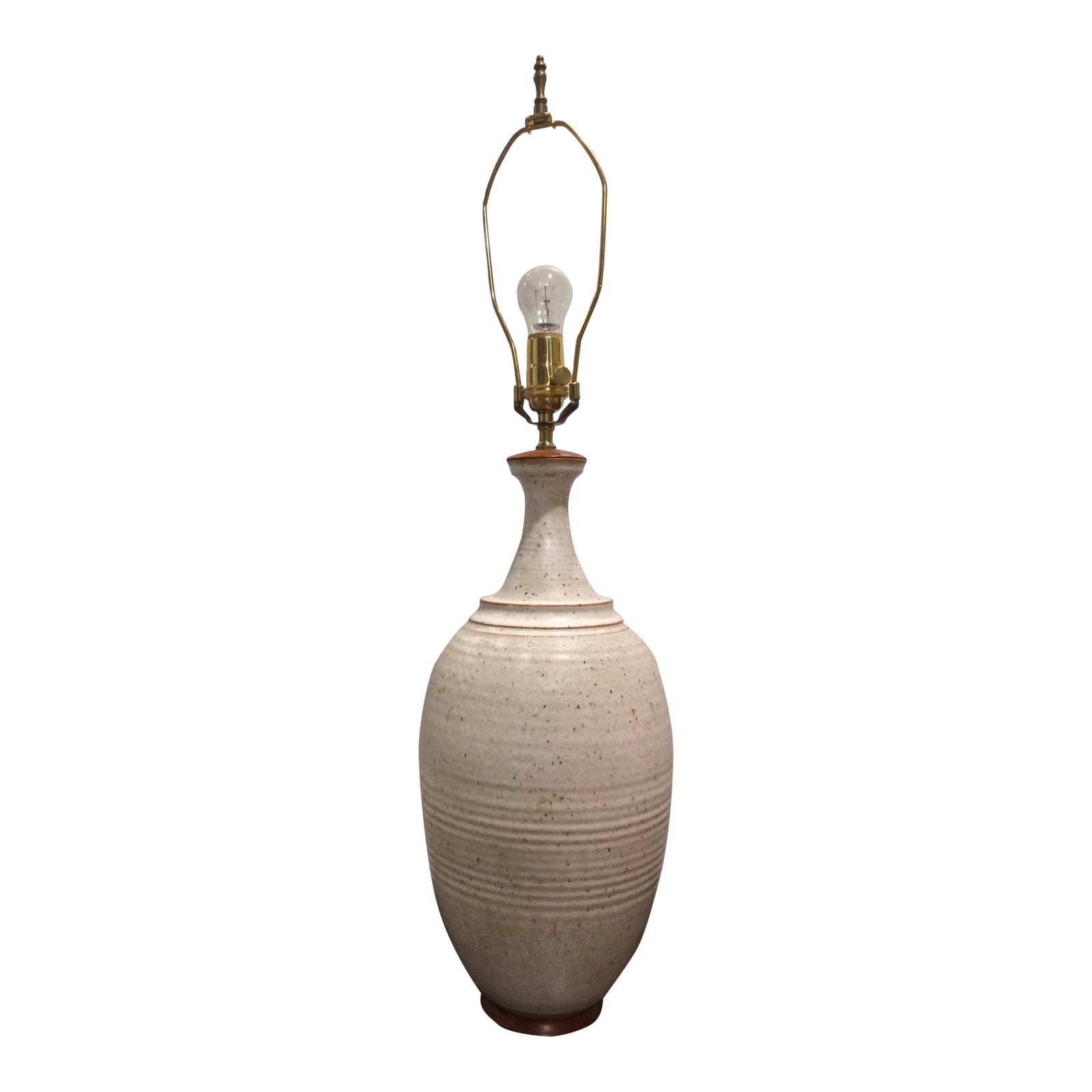Speckled Eggshell Glazed Danish Pottery Lamp | Chairish