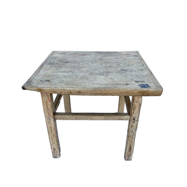 Rustic Bleached Wood Side Table or Coffee Table | Chairish