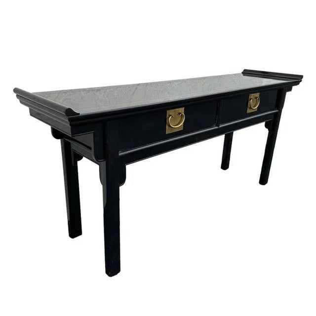 Black Chinoiserie Console Table by Century Furniture With Brass Asian ...