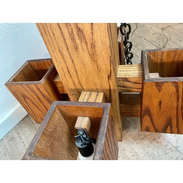 1970s Modernist Architectural Box-Form Swag Chandelier | Chairish