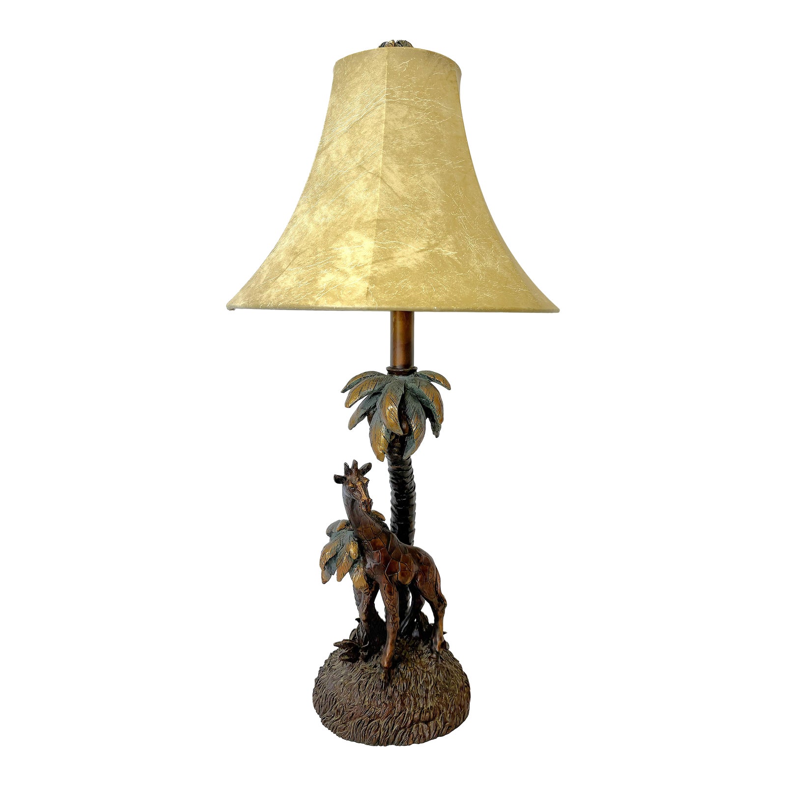 Vintage Giraffe With Palm Trees Tropical Table Lamp With Shade and ...