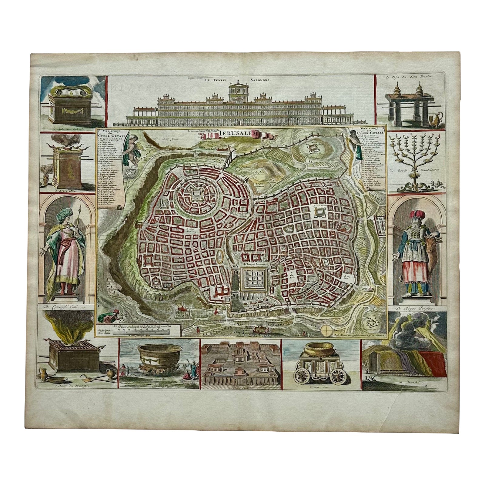 Jerusalem, Original Map by Daniel Stoopendaal, Circa 1710 | Chairish