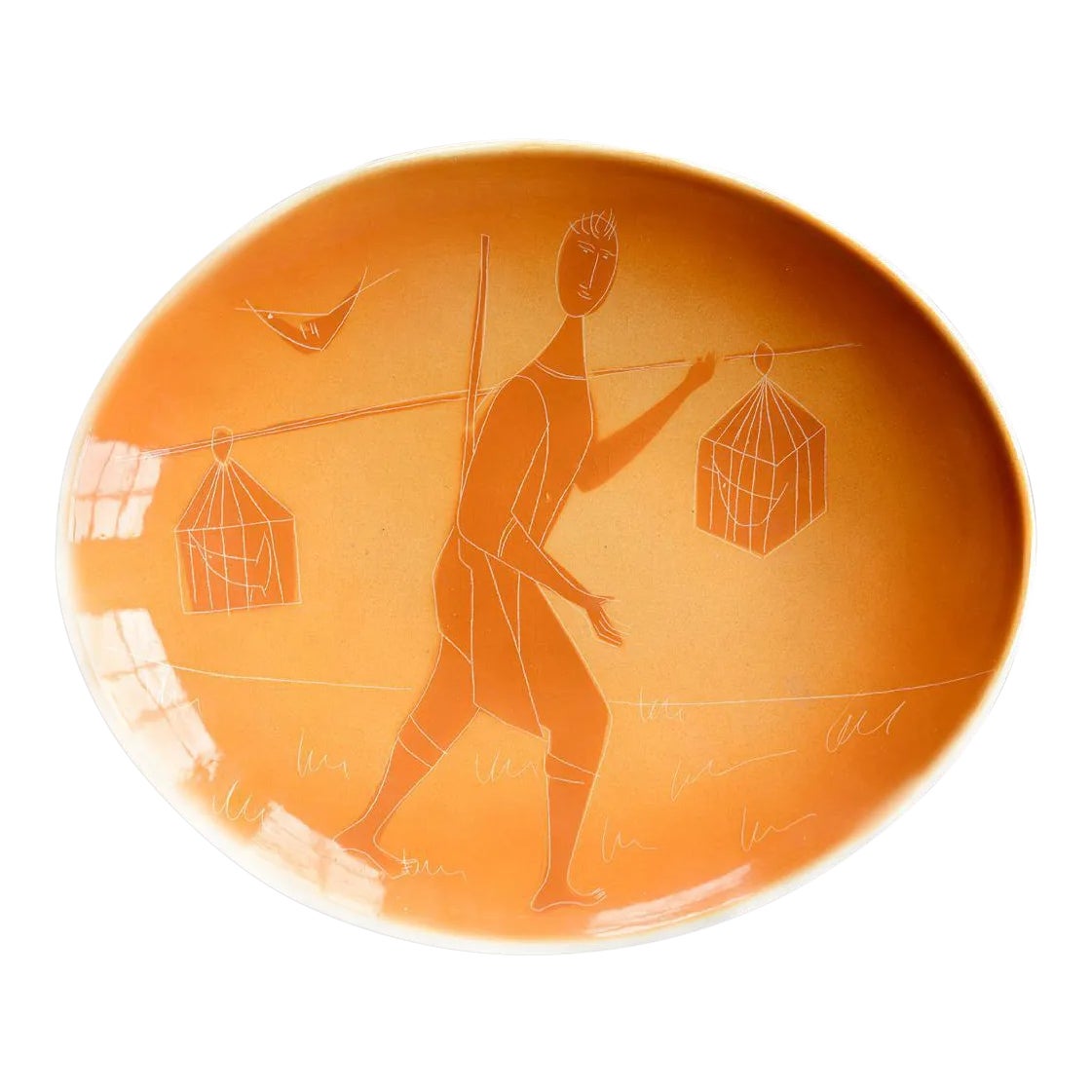 Italian Bird Vendor Ceramic Plate | Chairish