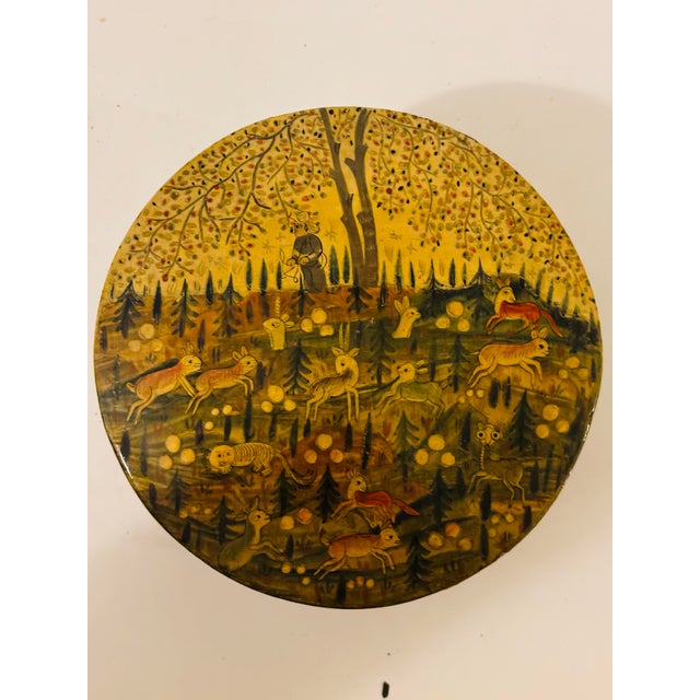 1960s Vintage Lacquerware Indian Round Box Hunt in a Garden With ...