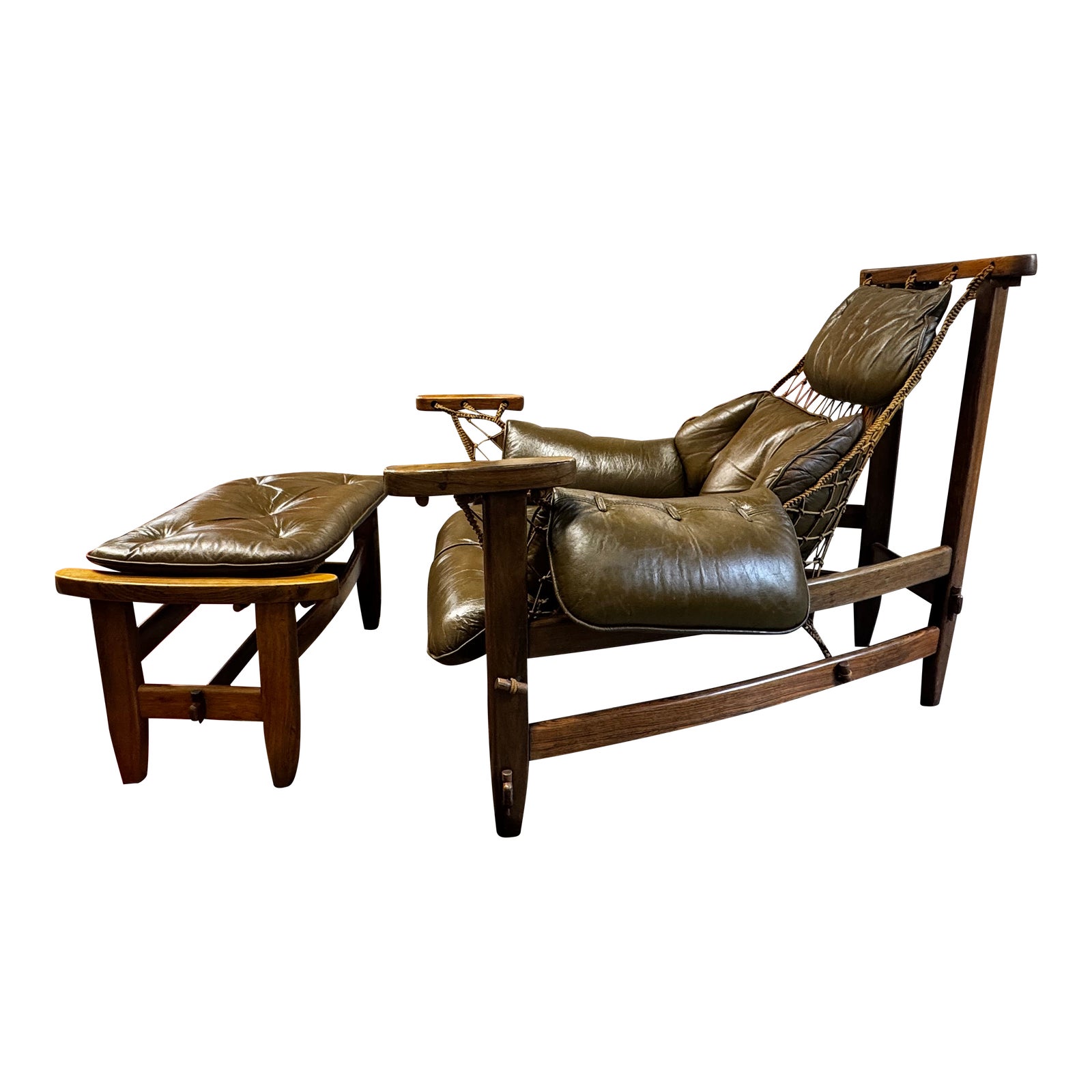 Jean Gillon Jangada Chair & Ottoman | Chairish