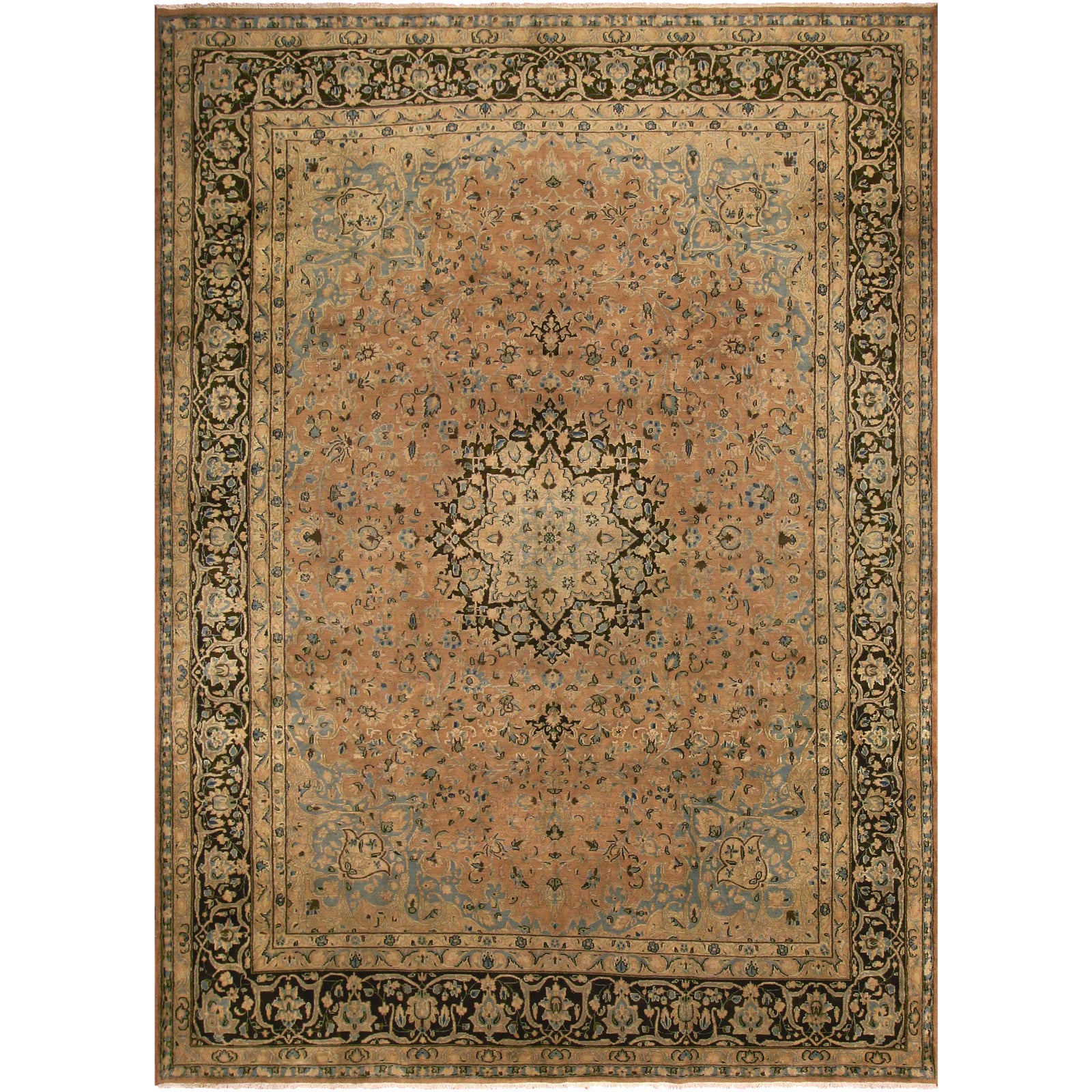 1970s Shabby Chic Sunday Brown/Charcoal Wool Rug - 9'9 X 13'7 | Chairish