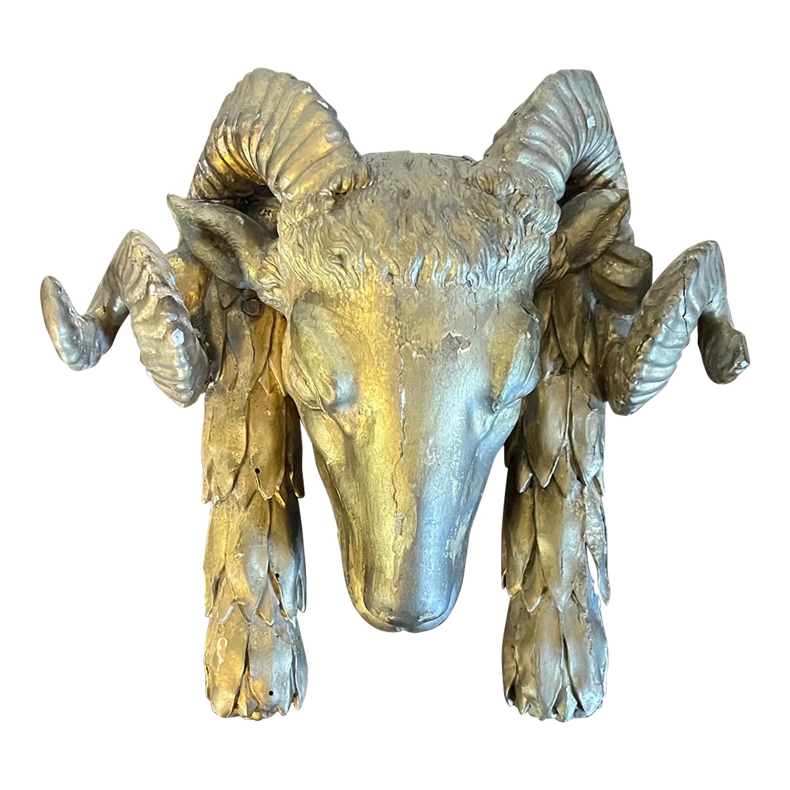 Antique Early 19th Century Italian Venetian Carved Gilt Wood Ram's Head ...
