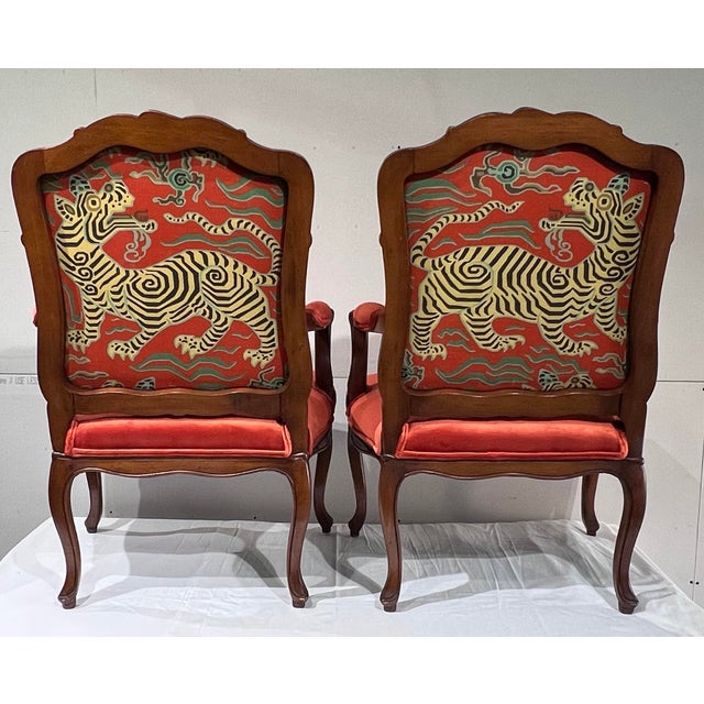 Louis XV Style Bérgere Chairs Rococo Carved Frames With Clarence House ...