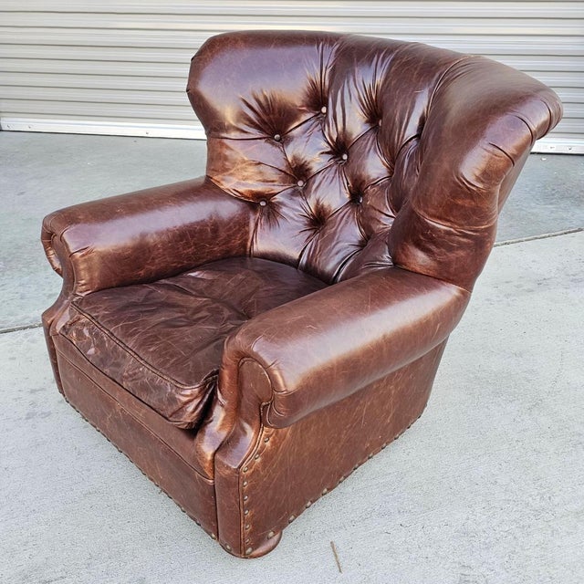 Restoration Hardware Churchill Lounge Chair in Cigar Brown Leather ...