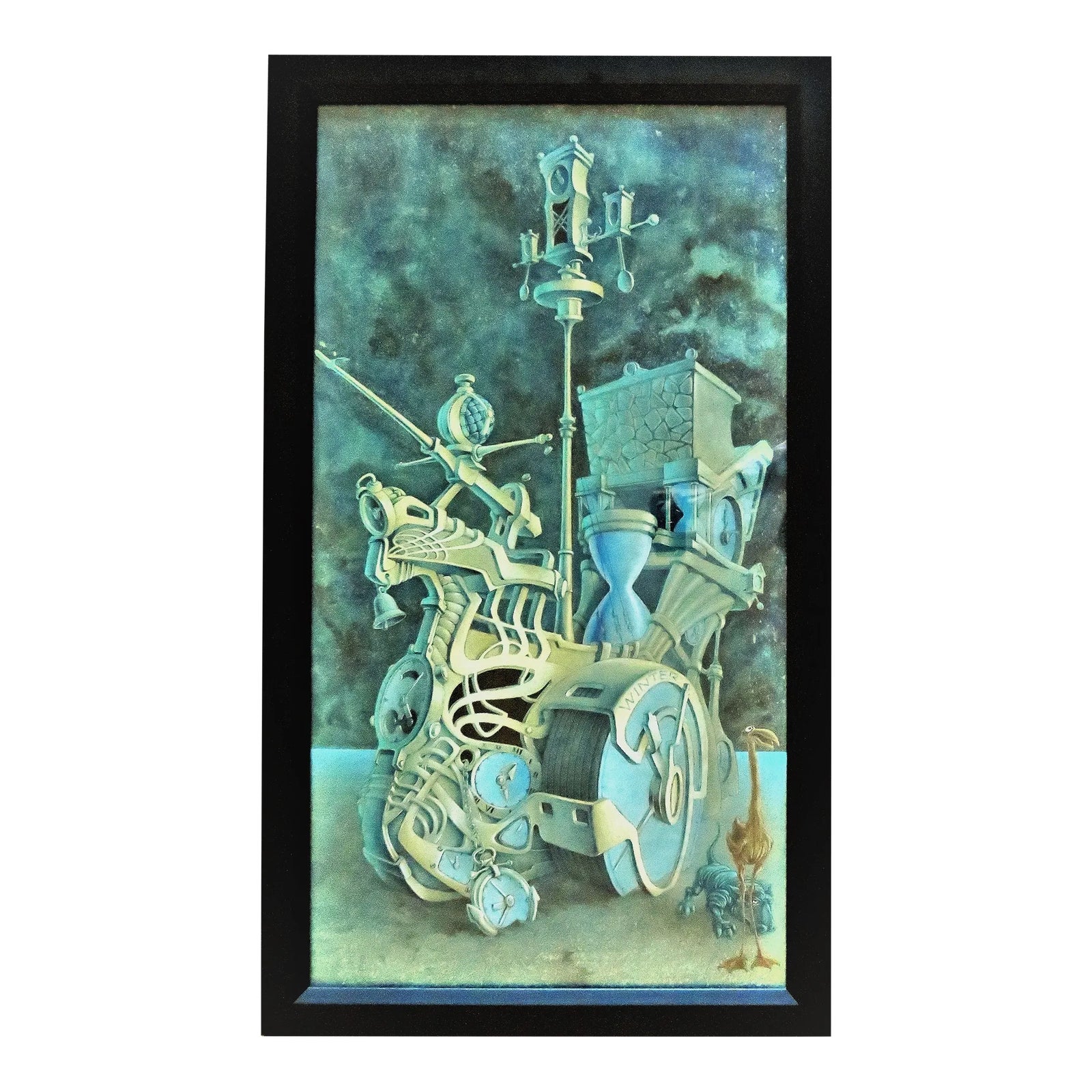 Rare Large Sergey Poyarkov Mixed Media Surrealist Painting "Winter" Ukrainian | Chairish