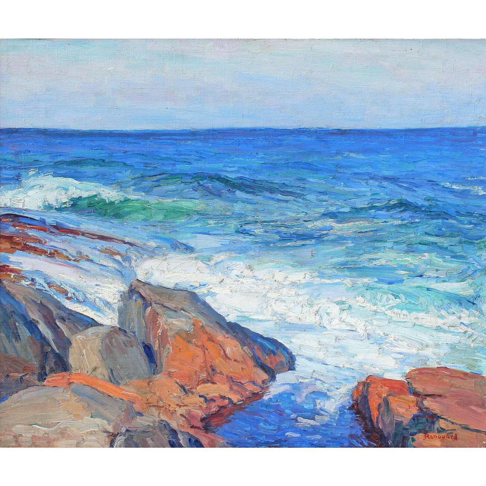 Impressionist Seascape Oil Painting by George Renouard | Chairish