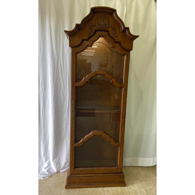 Vintage Solid Wood Chicken Wire Display Cabinet | Chairish