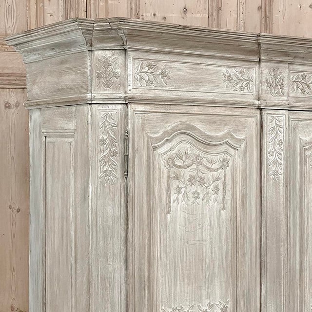 18th Century Country French Louis XVI Period Whitewashed Armoire | Chairish