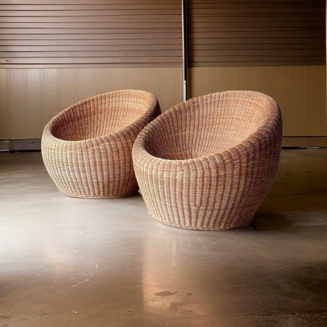 1970s Eero Aarnio Style Wicker Pod Chaird- a Pair | Chairish