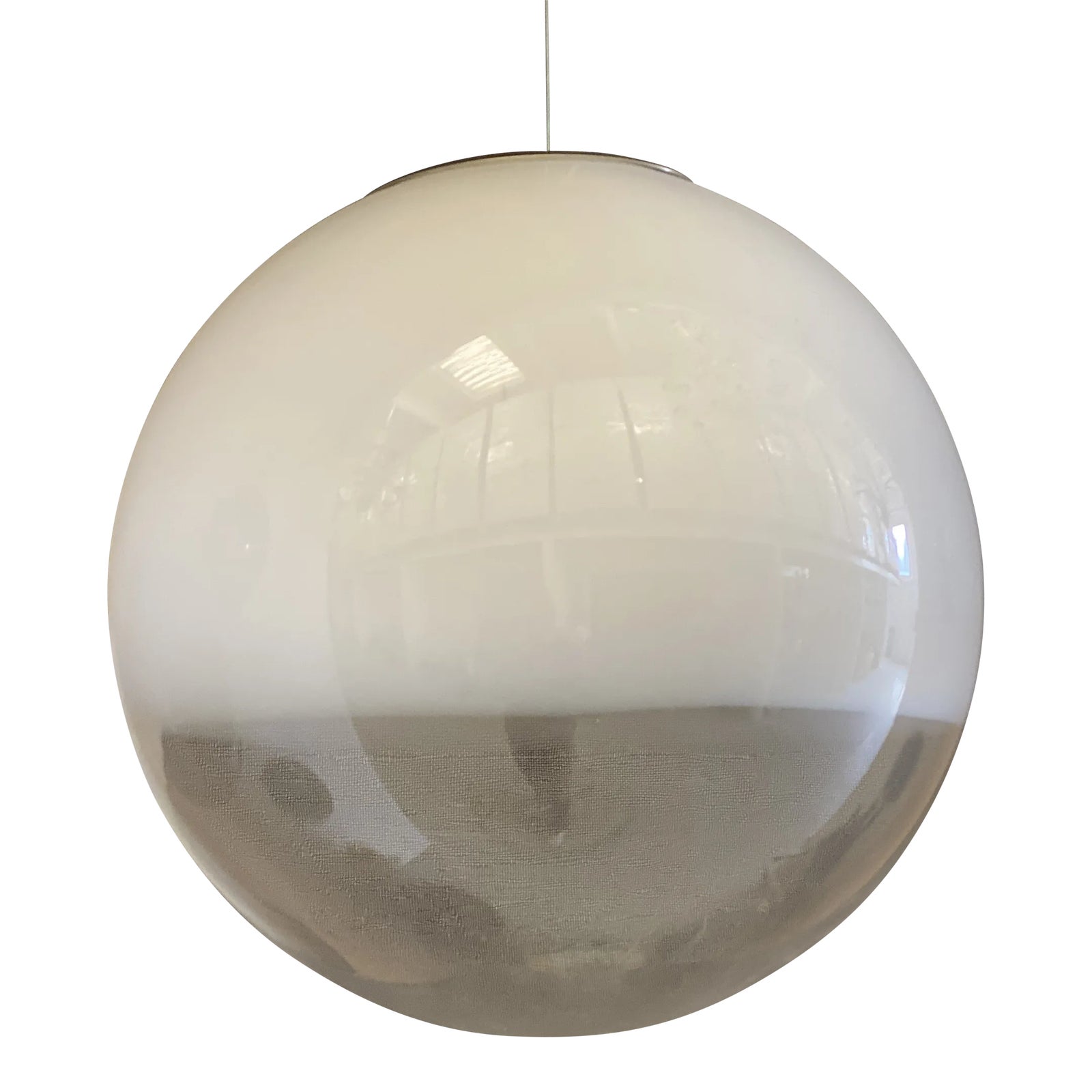 Contemporary Vanished White Sphere in Murano Glass Pendant Light | Chairish