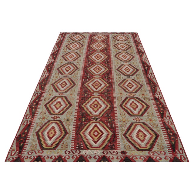 Vintage Mid-Century Esme Green-Blue and Red Wool Rug – Vibrant & Earth ...