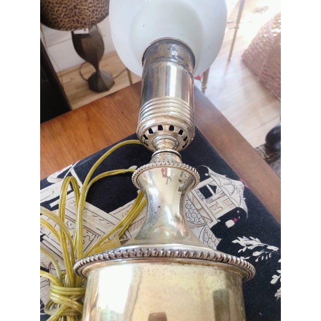 Pair of Silver Plate 1940s Torchiere Style Table Lamps With Frosted ...