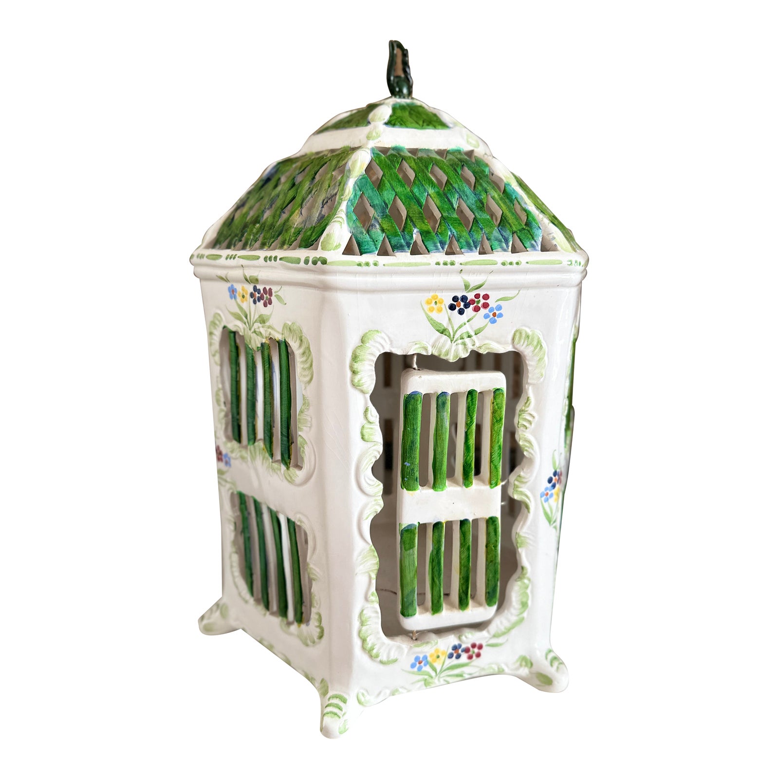 Late 20th Century Gumps Ceramic Decorative Bird Cage | Chairish